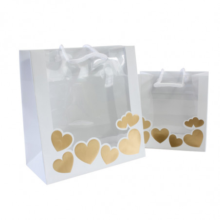 Sac avec fenêtre transparente - Sac boutique avec petits coeurs